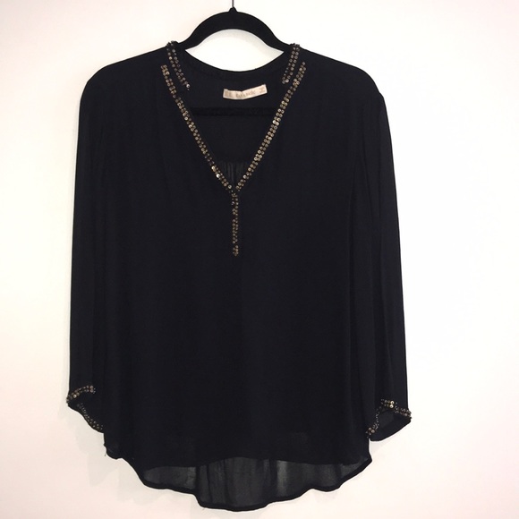 Zara | Tops | Zara Basic Blouse With Beading Sheer Material | Poshmark
